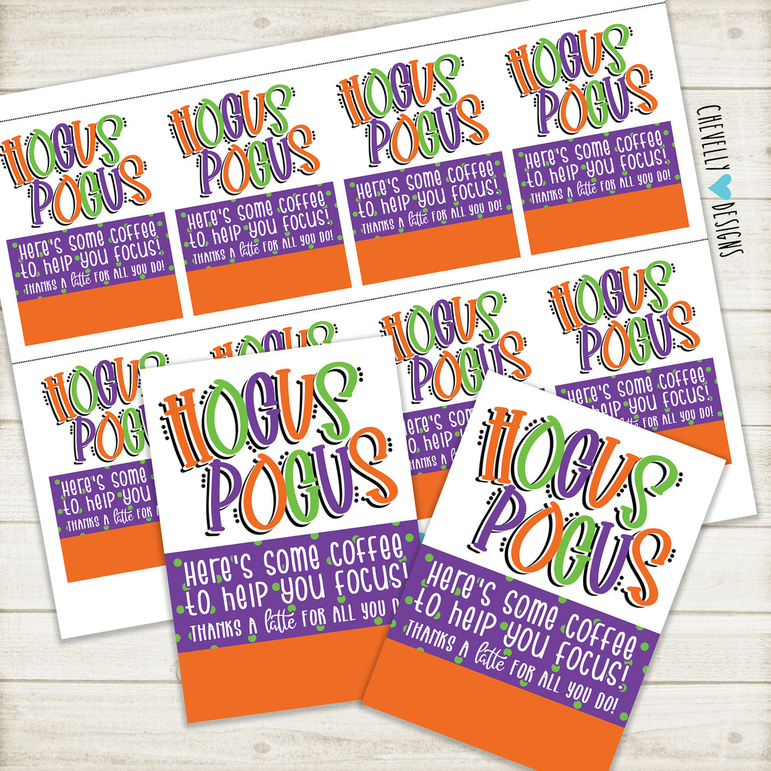 Printable - Hocus Pocus Coffee Gift Tags - Halloween Latte Tags - Inst ...