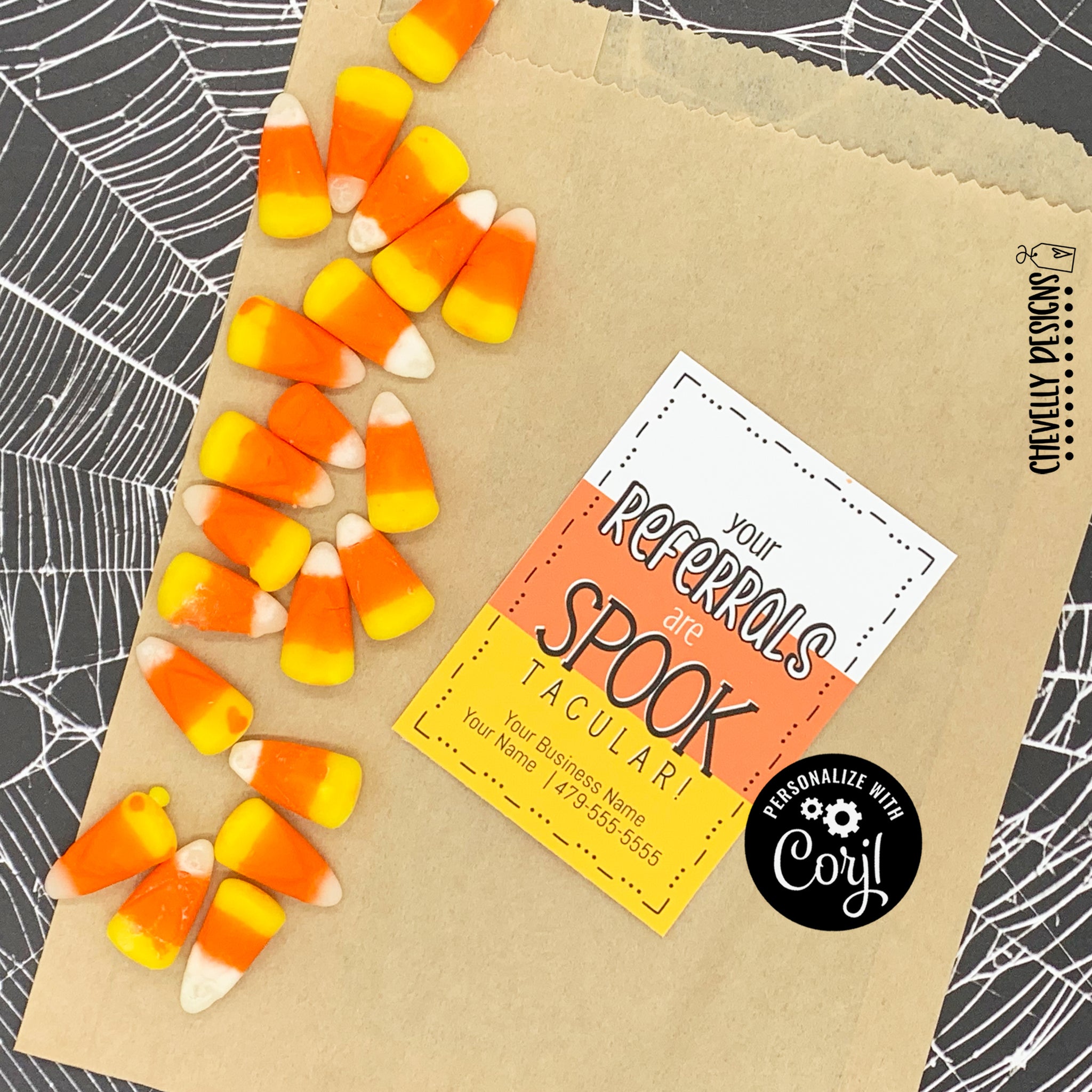EDITABLE - Your Referrals are Spook-tacular - Candy Corn Gift Tags - P ...