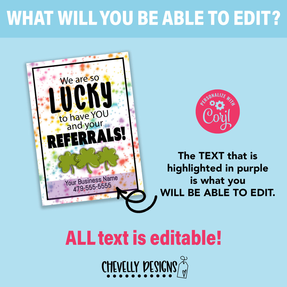 Editable - We are so Lucky to Have You - Referral Gift Tags - Printabl ...