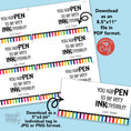 Editable - You HapPEN to be very INKcredible - Printable Gift Tags ...