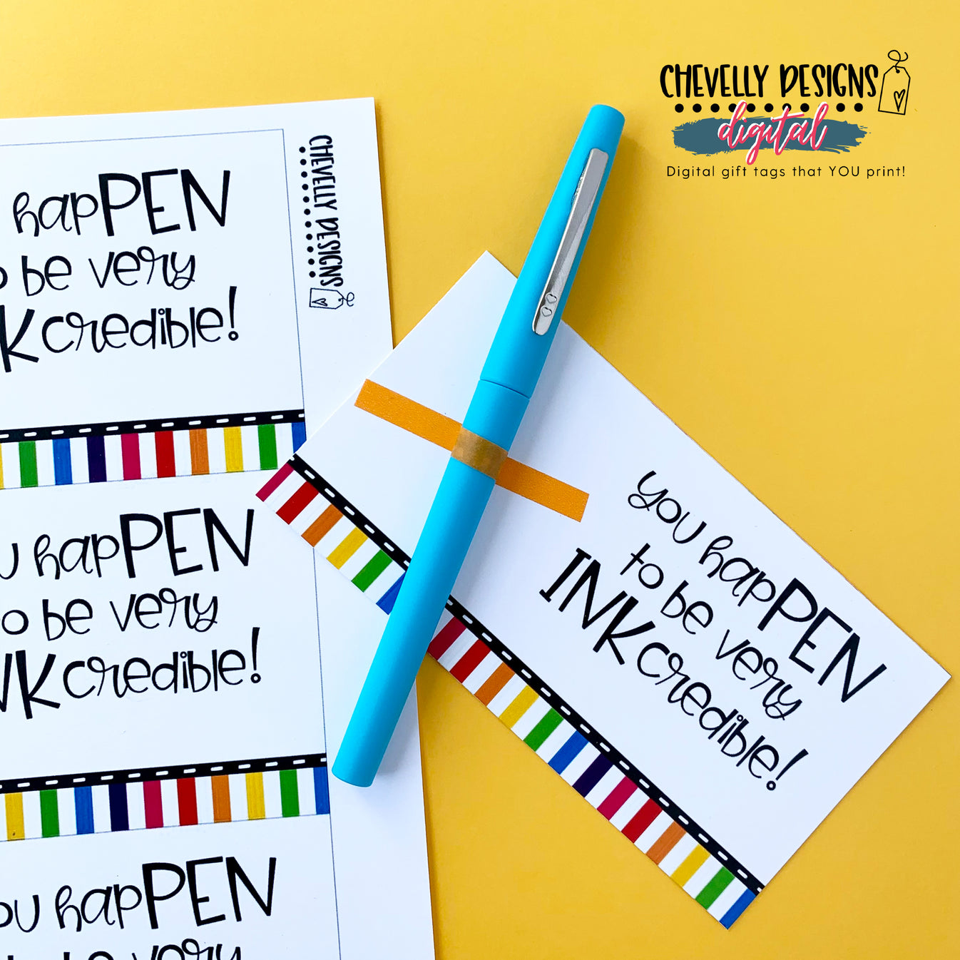 You HapPEN to be INKcredible Printable Gift Tags - Instant Digital Fil ...