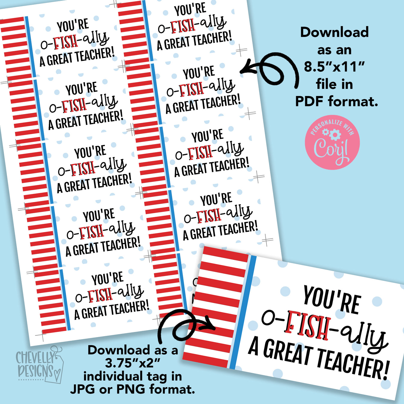 Editable - O-FISH-ALLY Swedish Fish Gift Tags - Printable Digital File ...