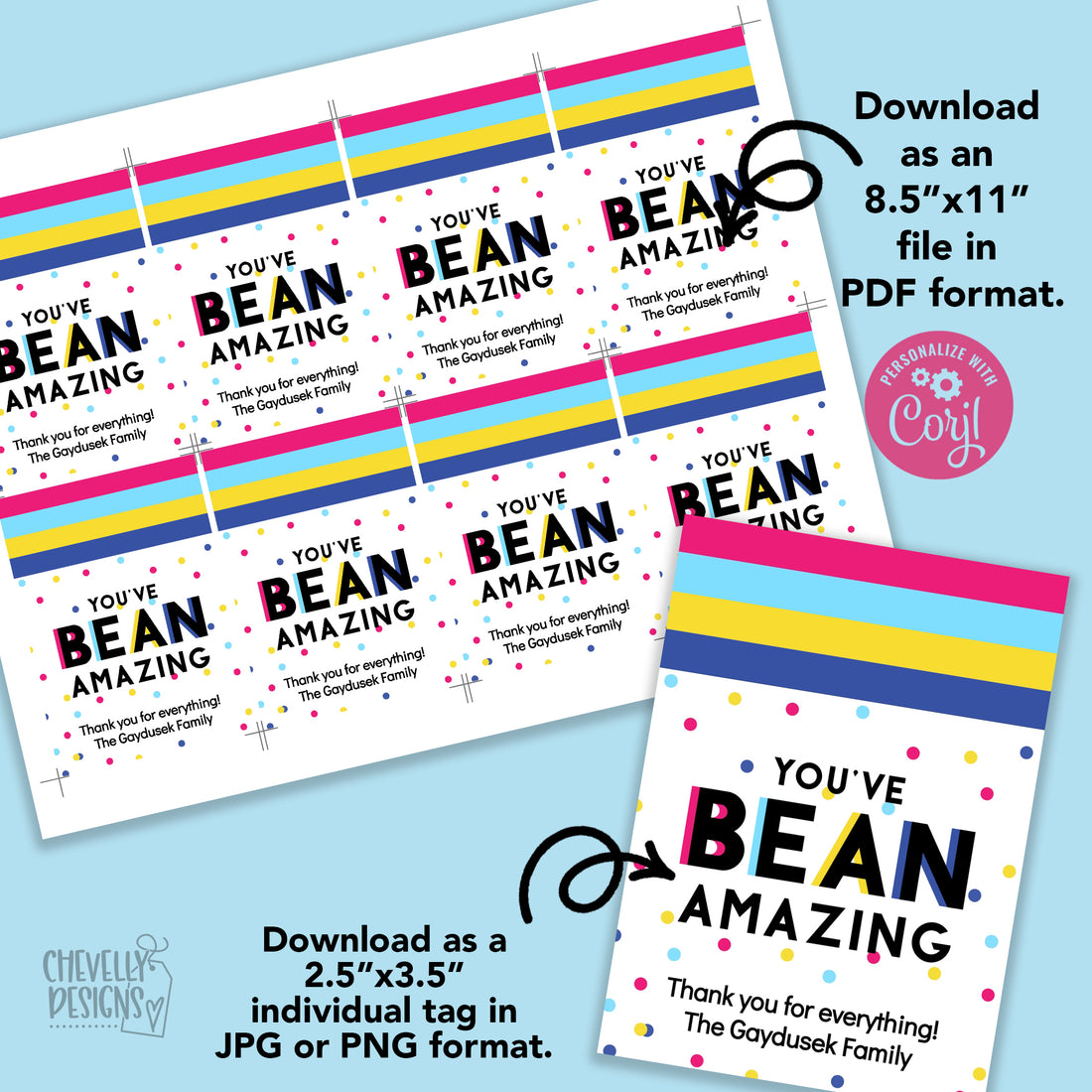 Editable - You've Bean Amazing - Jelly Bean Gift Tags - Printable Digi ...