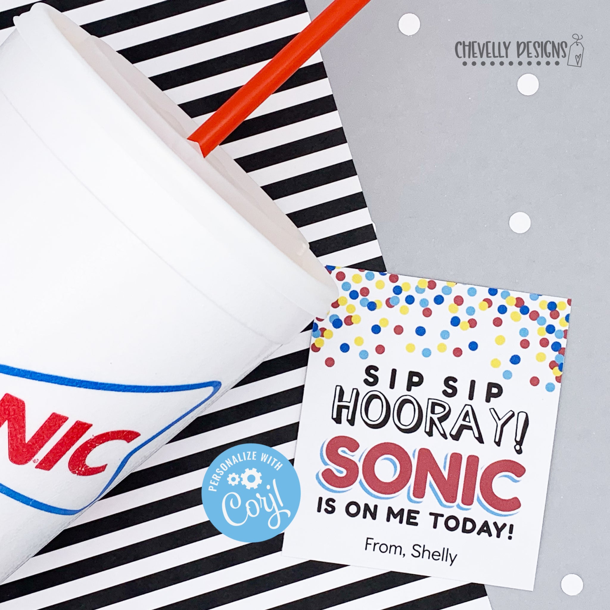 Editable - Sip Sip Hooray Sonic is on Me Today - Gift Tags - Printable ...