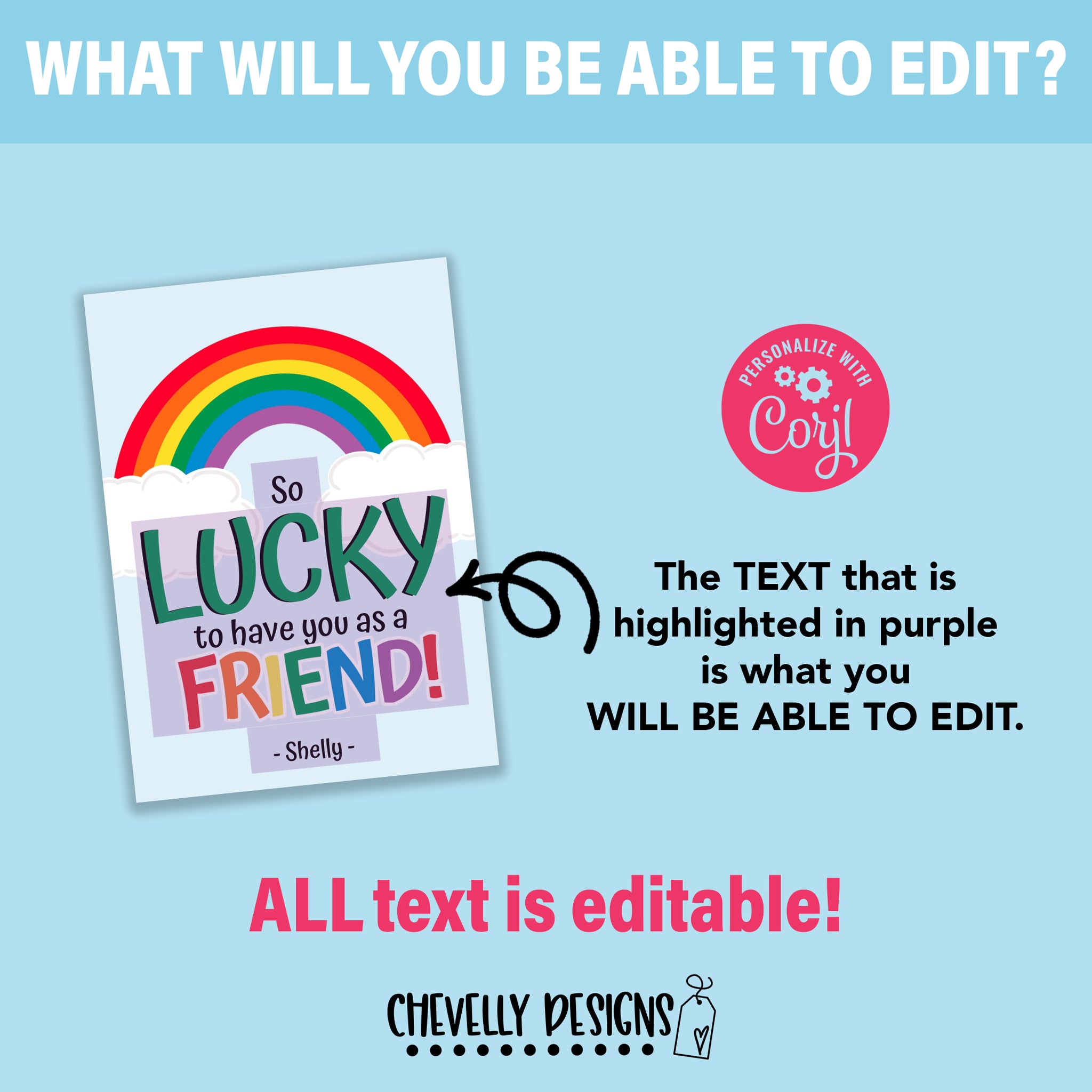 Editable - Lucky To Have You as a Friend - Gift Tags - Printable Digit ...