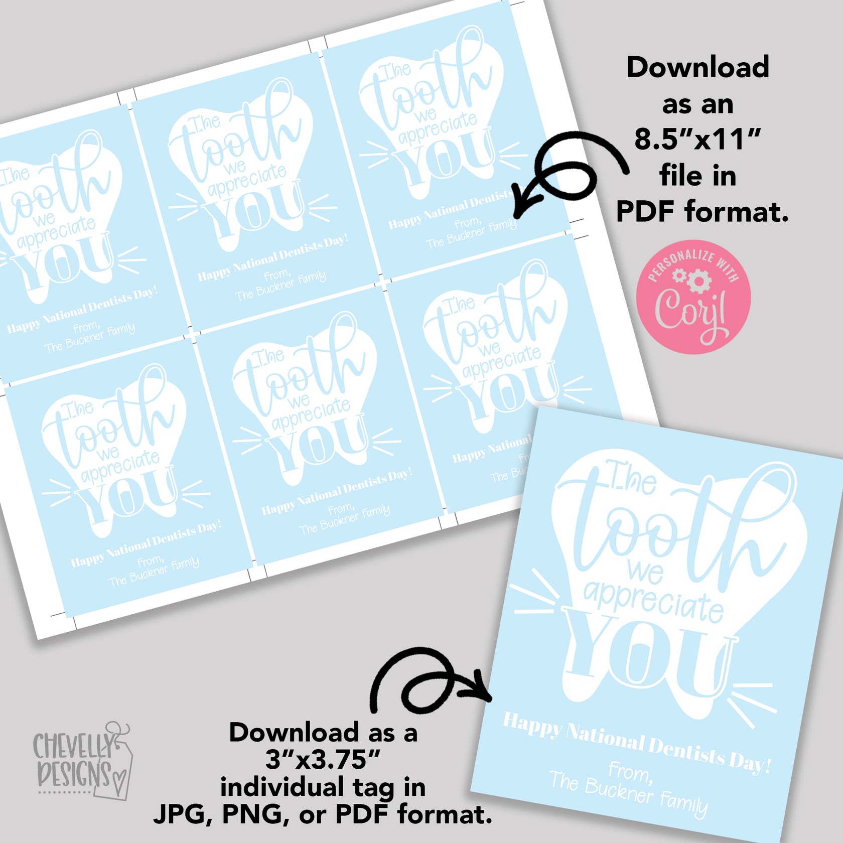 Editable - Dental Appreciation Gift Tags - The Tooth is - Dentist - Pr ...