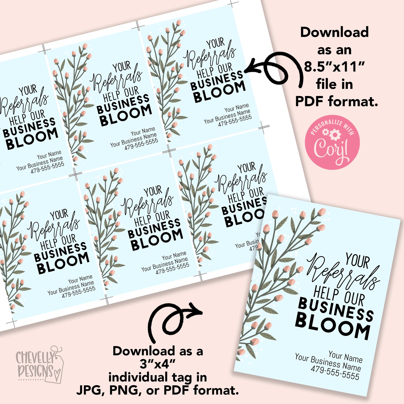 Editable - Your Referrals Help Our Business Bloom - Spring Gift Tags ...