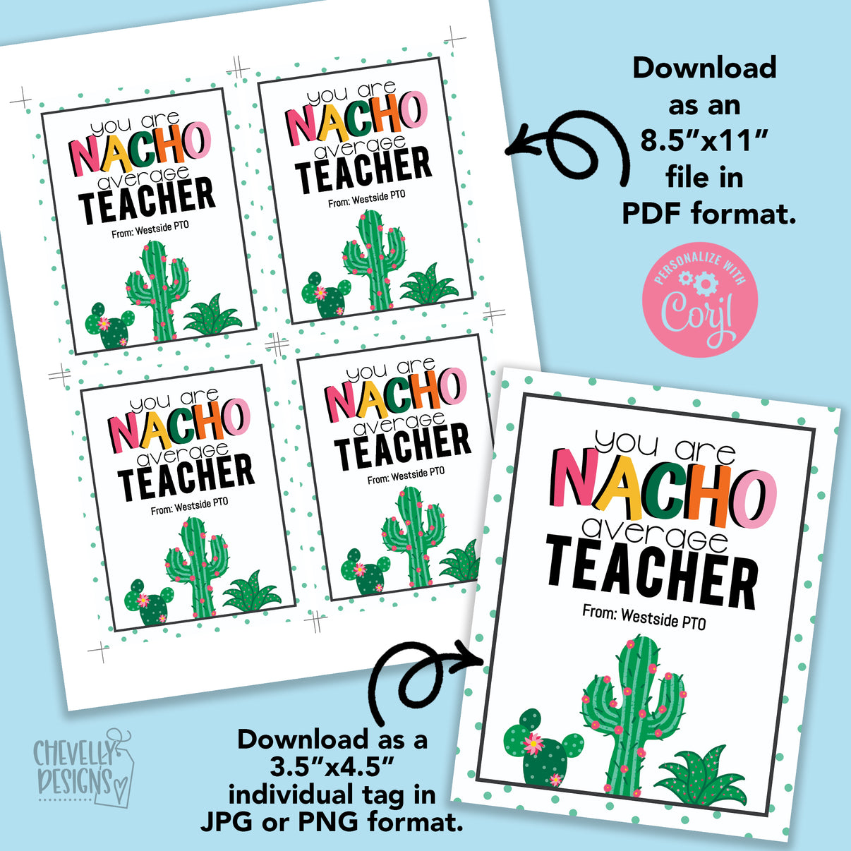 Editable - Nacho Average Teacher - Appreciation Gift Tags - Printable ...