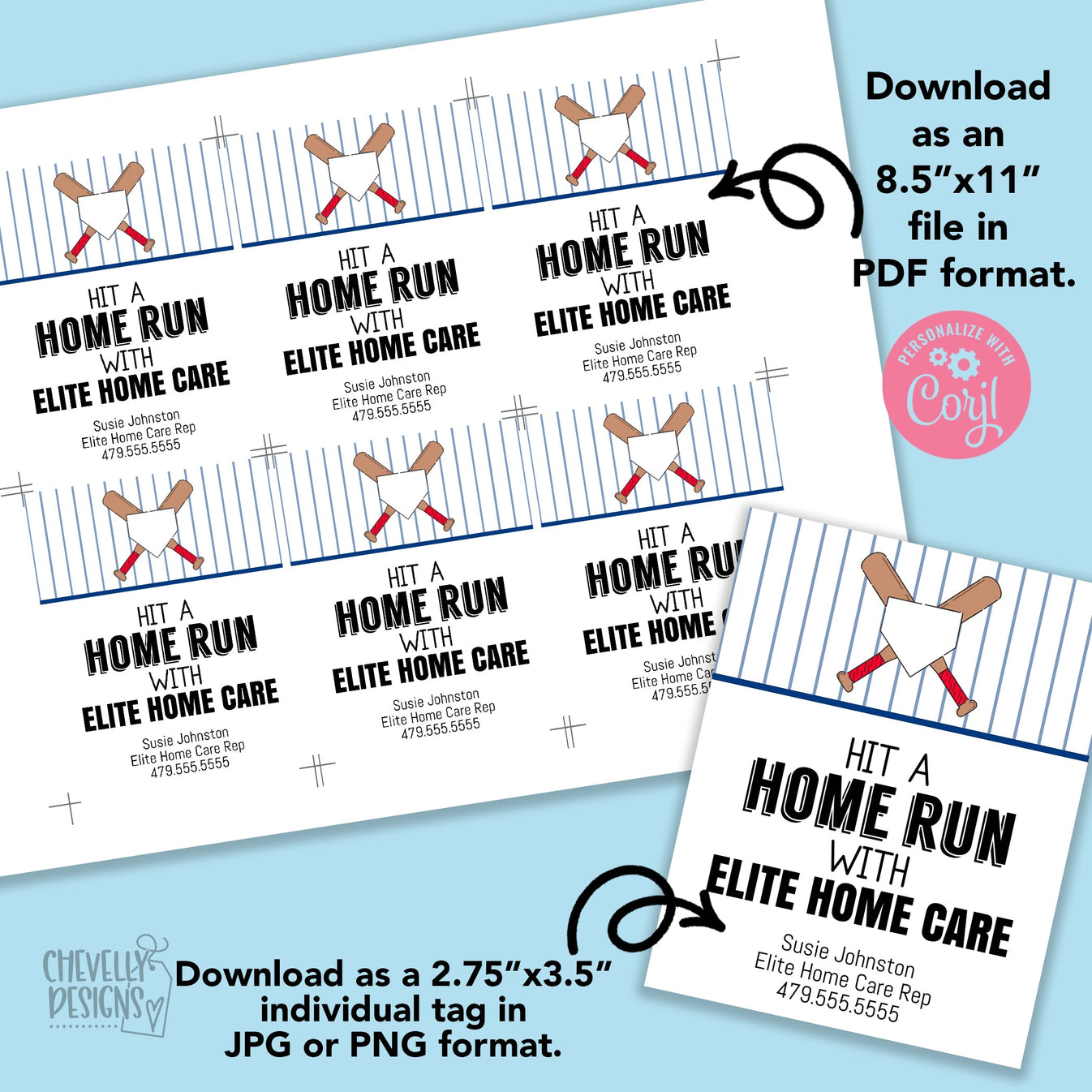 Editable - Hit a Home Run Referral Gift Tags - Printable - Digital Fil ...