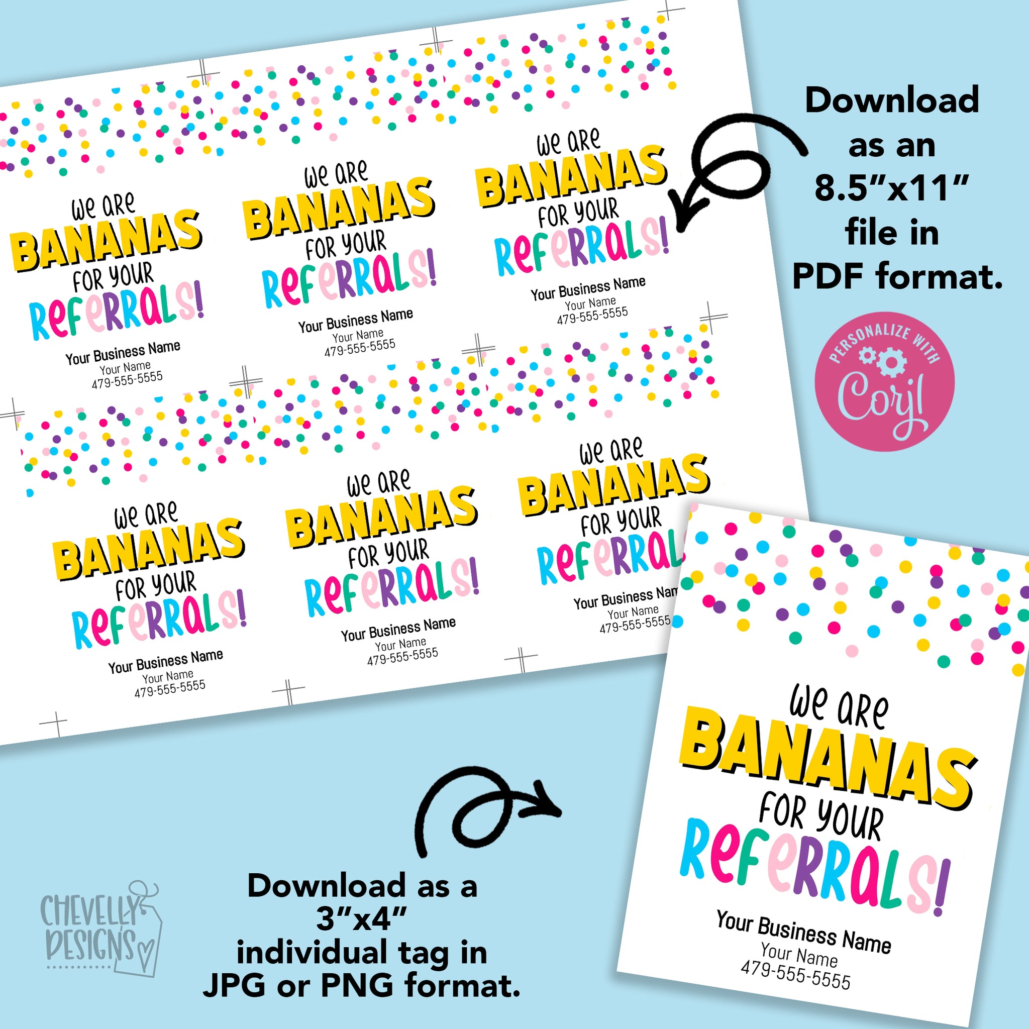 Editable - We Are Bananas for Your Referrals - Gift Tags for Business ...