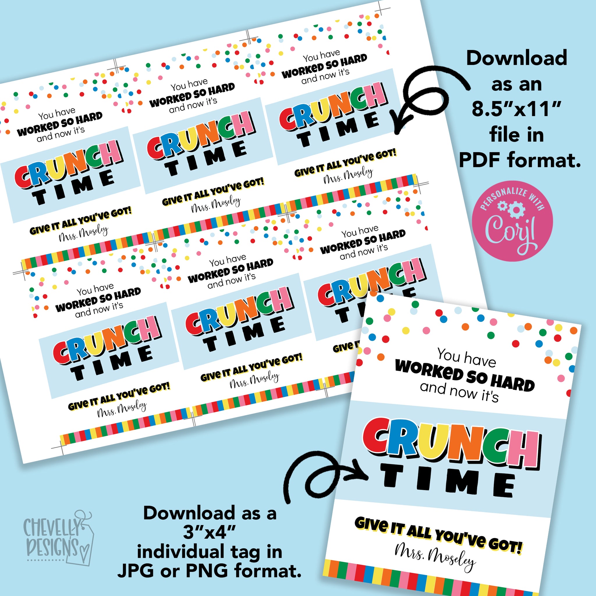 EDITABLE - You've Worked Hard, It's Crunch Time - Student Gift Tags ...