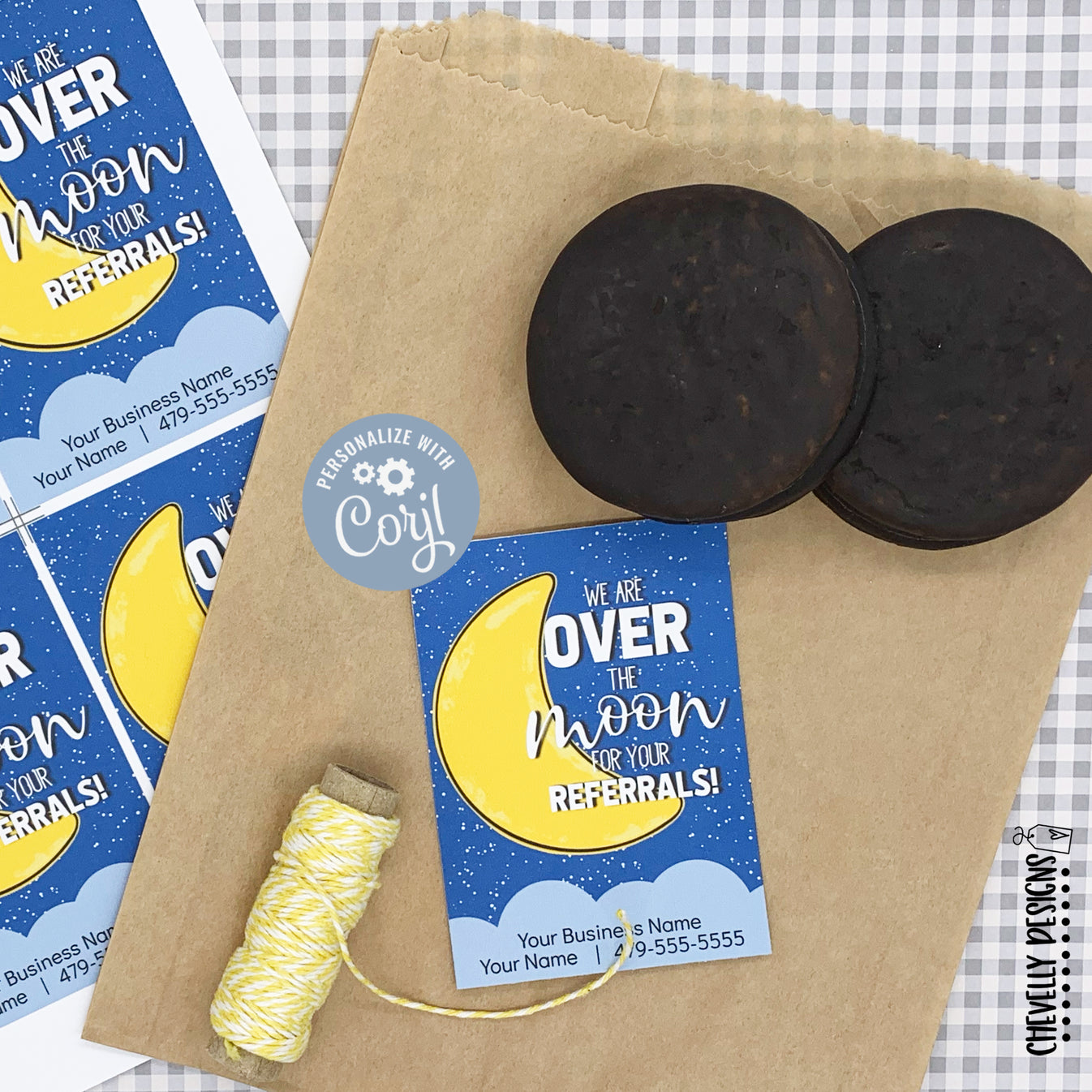 EDITABLE - We Are Over The Moon - Business Referral Gift Tags for Moon ...