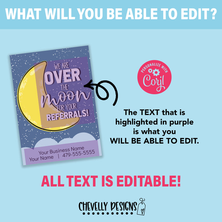 EDITABLE - We Are Over The Moon - Business Referral Gift Tags for Moon ...