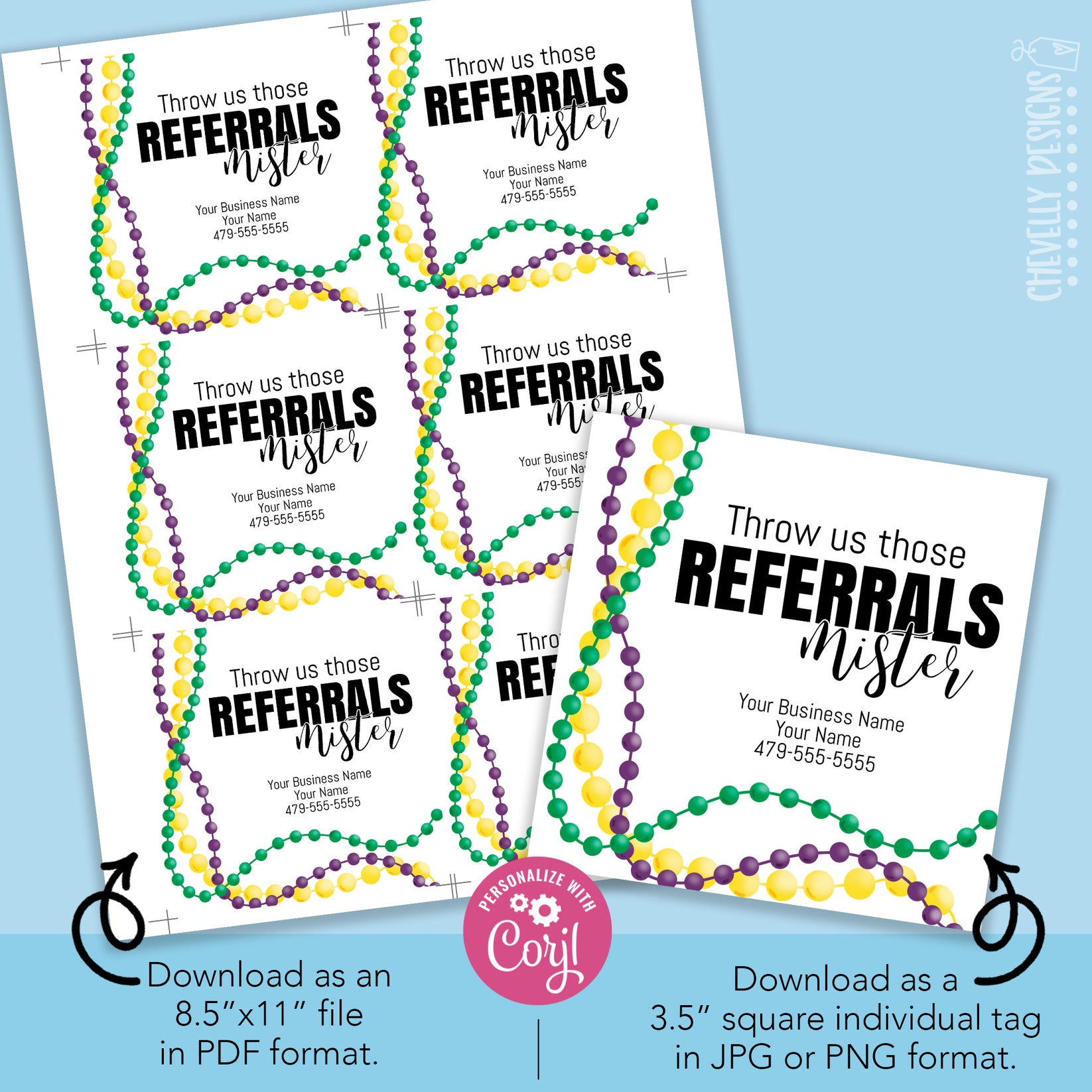 EDITABLE - Throw Us Those Referrals Mister - Printable Mardi Gras Gift ...