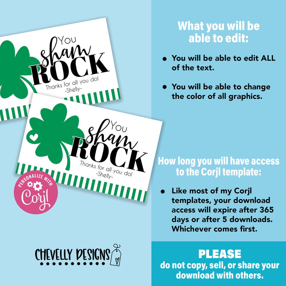 EDITABLE - You ShamROCK - Printable St Patrick's Day Appreciation Gift ...