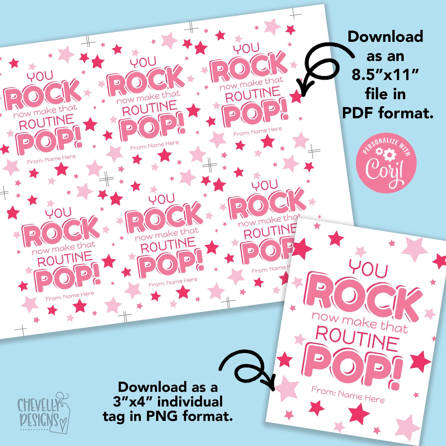 EDITABLE - You Rock Now Make That Routine Pop - Gift Tags for Cheerlea ...
