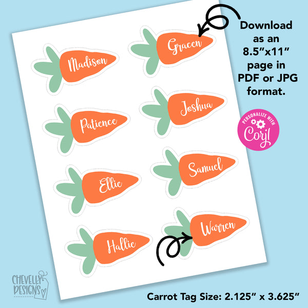 EDITABLE - Carrot Gift Tag with Editable Name - Easter Gift Tags - Pri ...