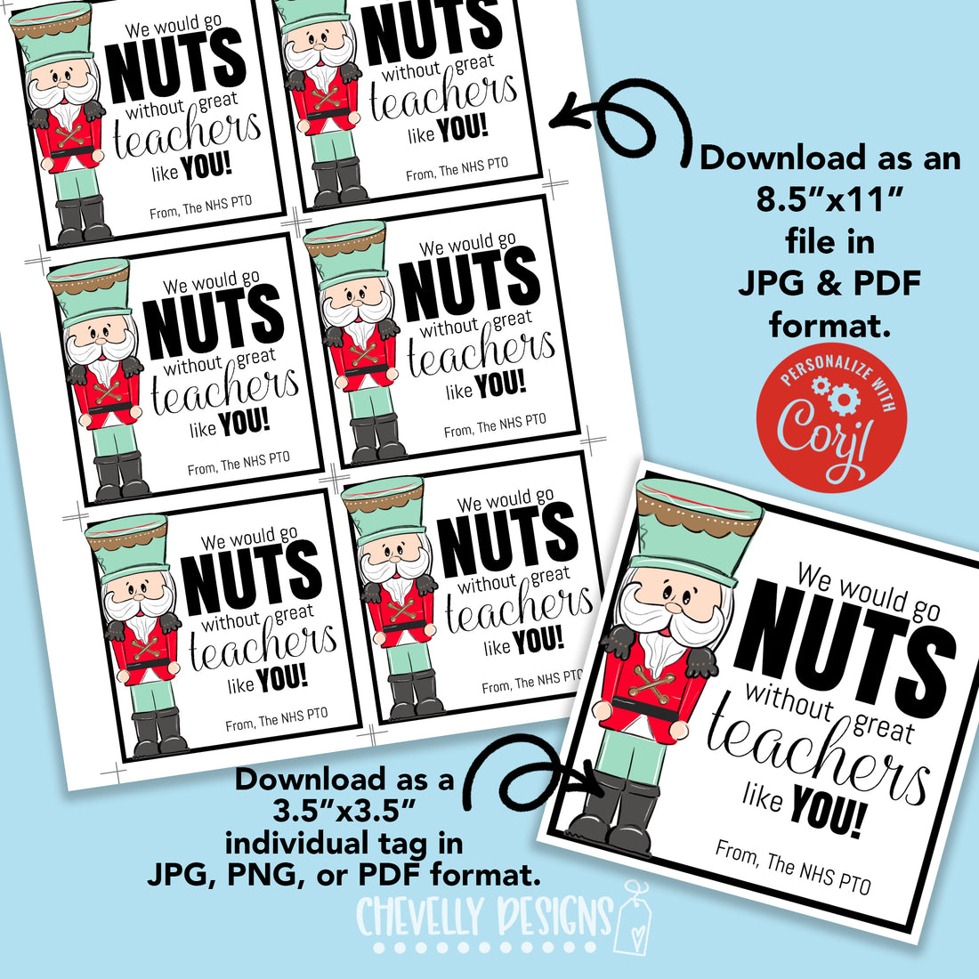 Editable - We Would Go Nuts without Teachers like You - Christmas Gift ...