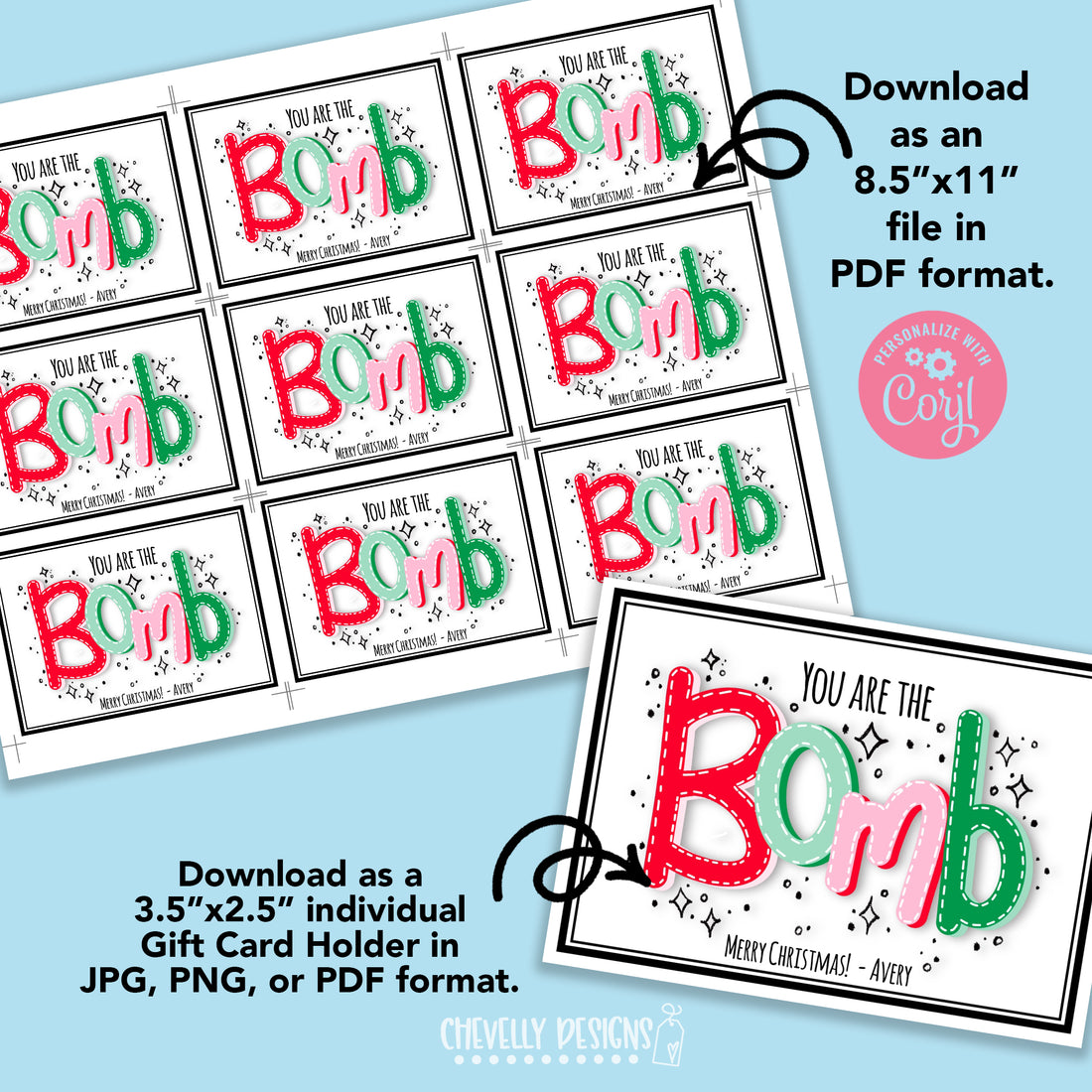Editable - You are the Bomb - Hot Cocoa Bomb Christmas Gift Tags - Pri ...