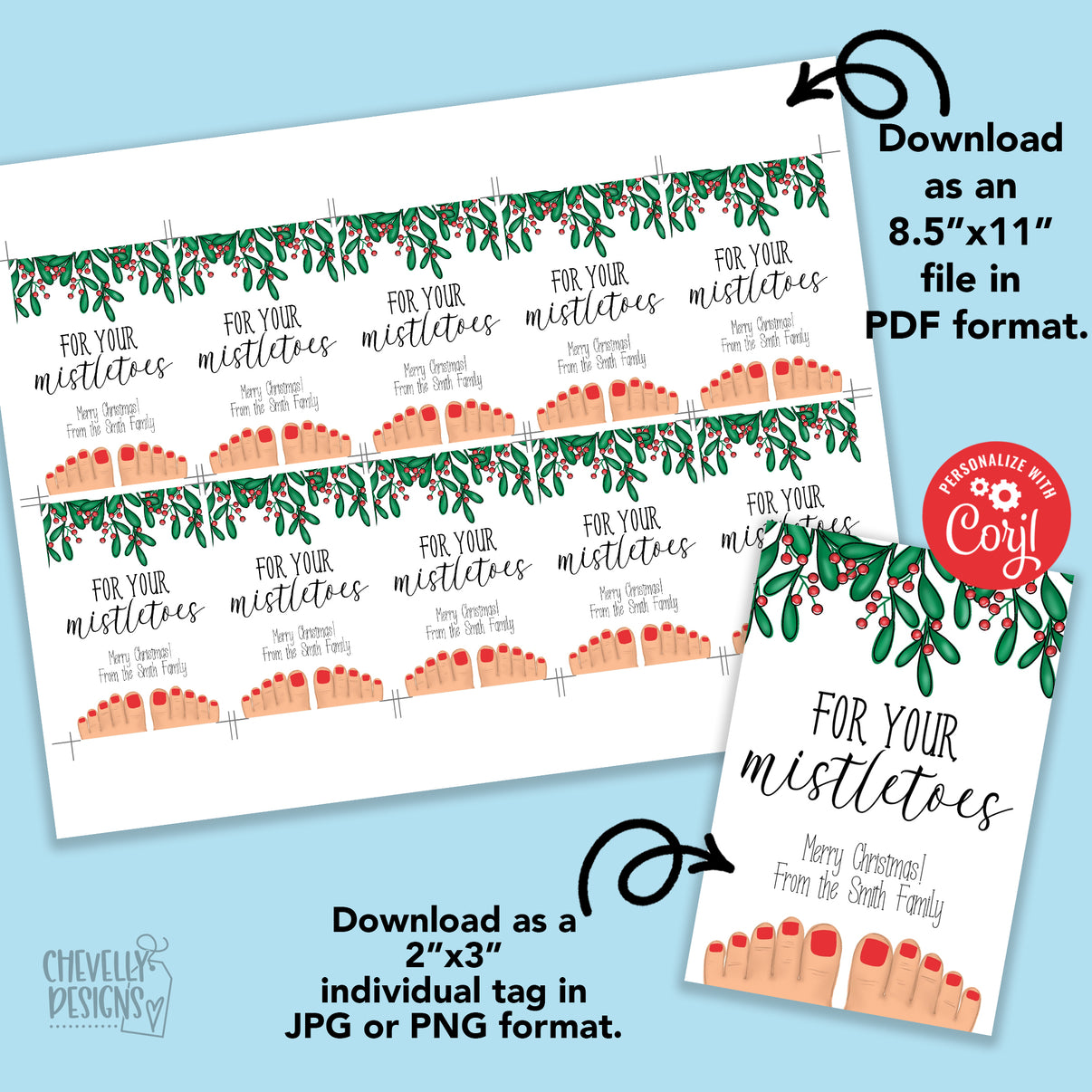 EDITABLE - For Your Mistletoes - Printable Christmas Gift Tag - Digita ...