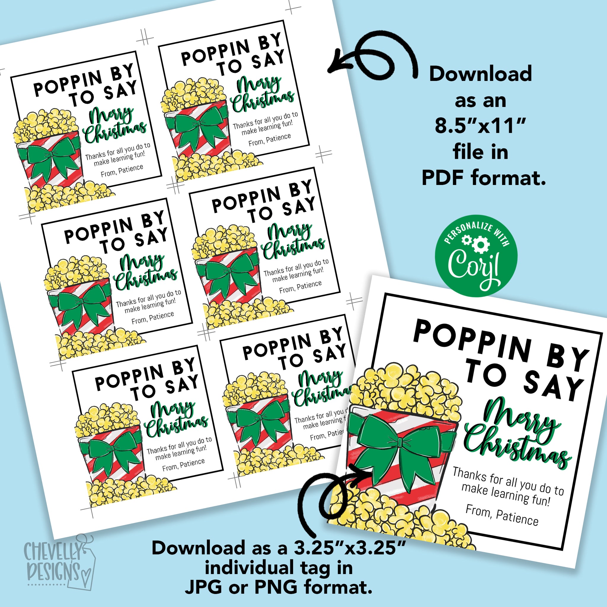 EDITABLE - Poppin By To Say Merry Christmas - Printable Gift Tags - Di ...
