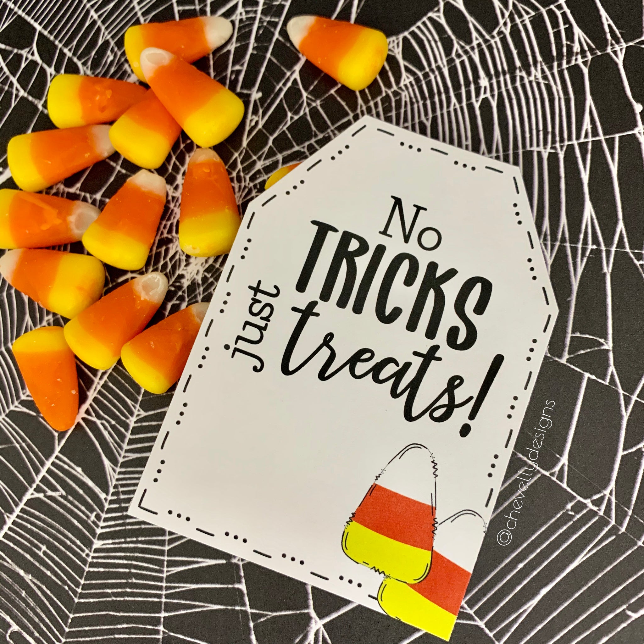 Printable Candy Corn Gift Tags - No Tricks just Treats - Instant Digit ...