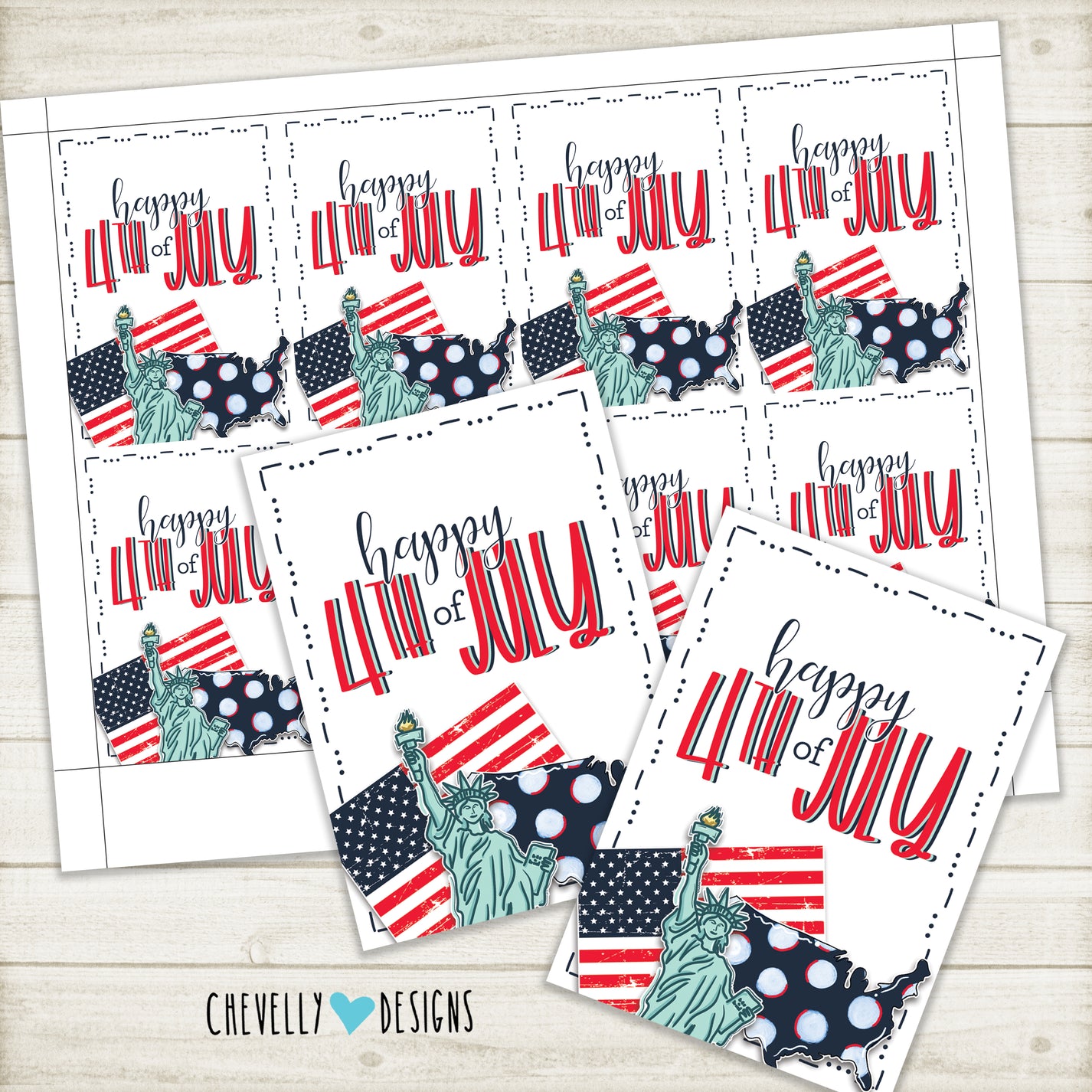 Printable "Happy 4th of July" Gift Tags | Instant Download Digital Fil ...