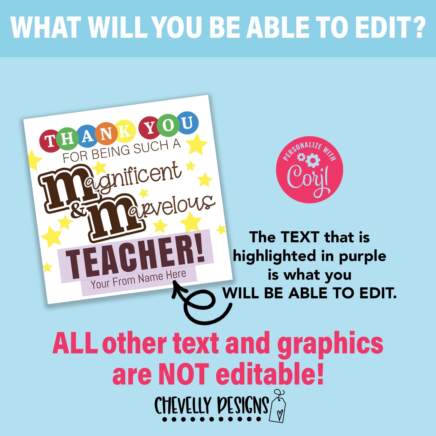 Editable - Thank You Teacher Appreciation - Magnificent and Marvelous ...