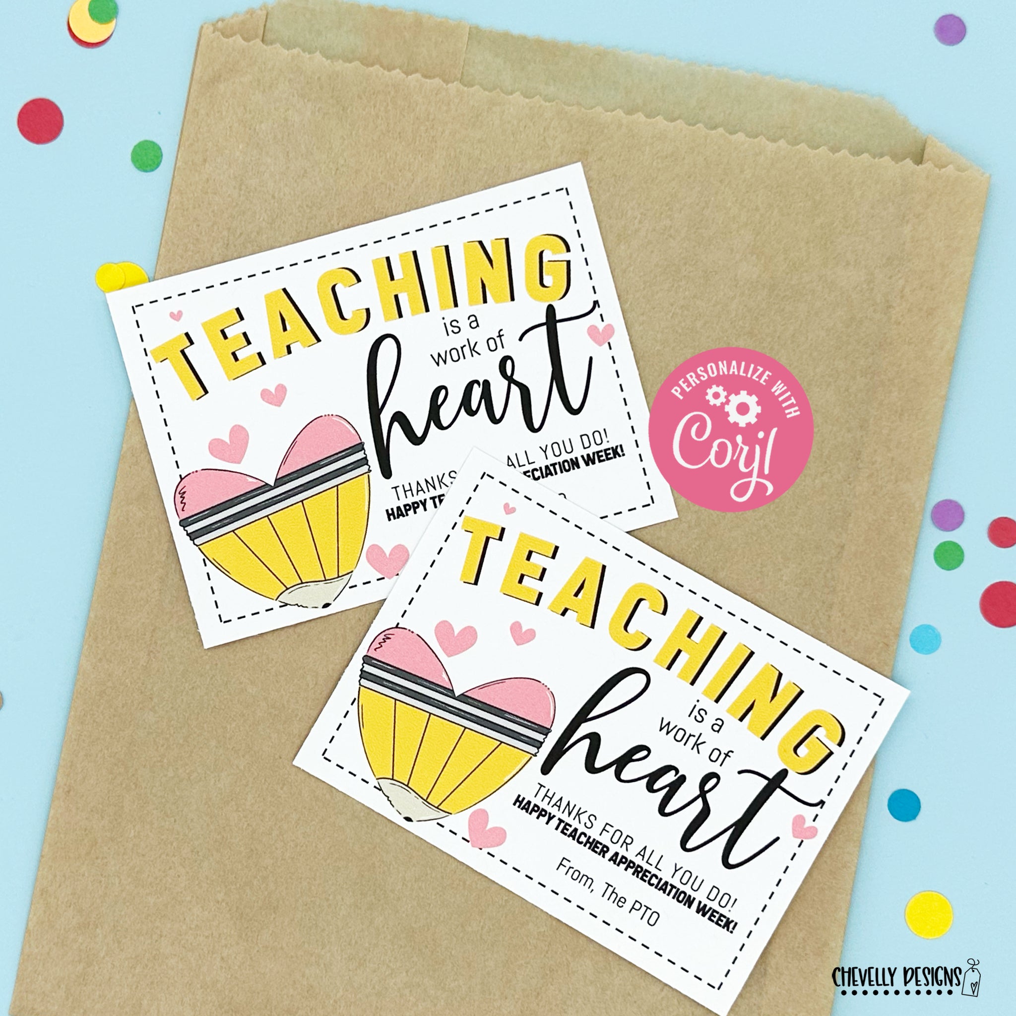 EDITABLE - Teaching is a Work of Heart - Teacher Appreciation Gift Tag ...