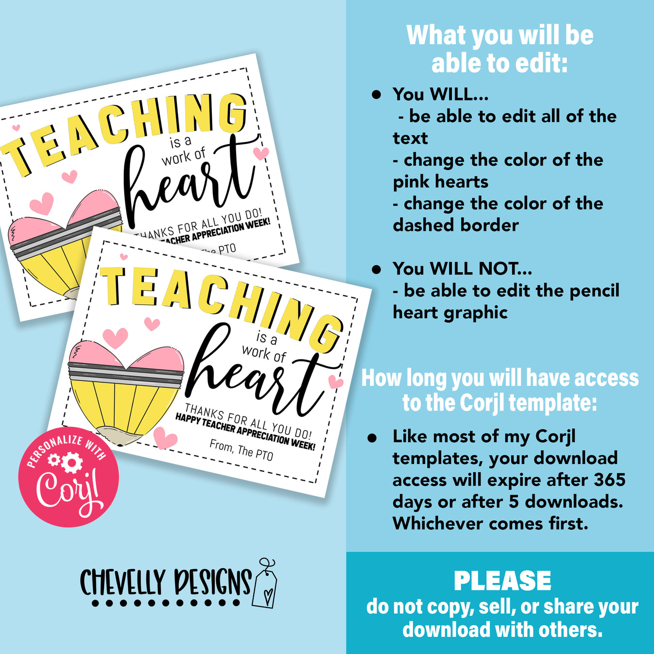 EDITABLE - Teaching is a Work of Heart - Teacher Appreciation Gift Tag ...