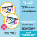 EDITABLE - Hands Down You're the Best Teacher - Appreciation Gift Tags ...