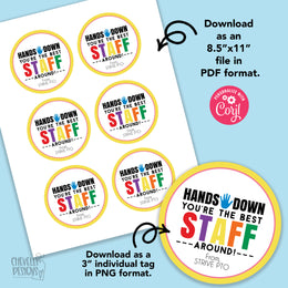 EDITABLE - Hands Down You're the Best Staff - Appreciation Gift Tags ...