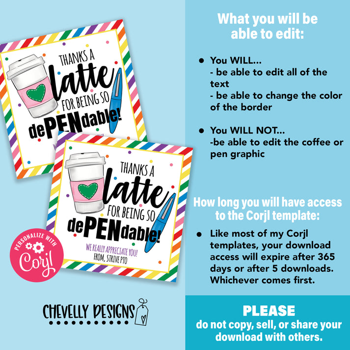 EDITABLE - Thanks a Latte for being so DePENdable - Staff Appreciation ...