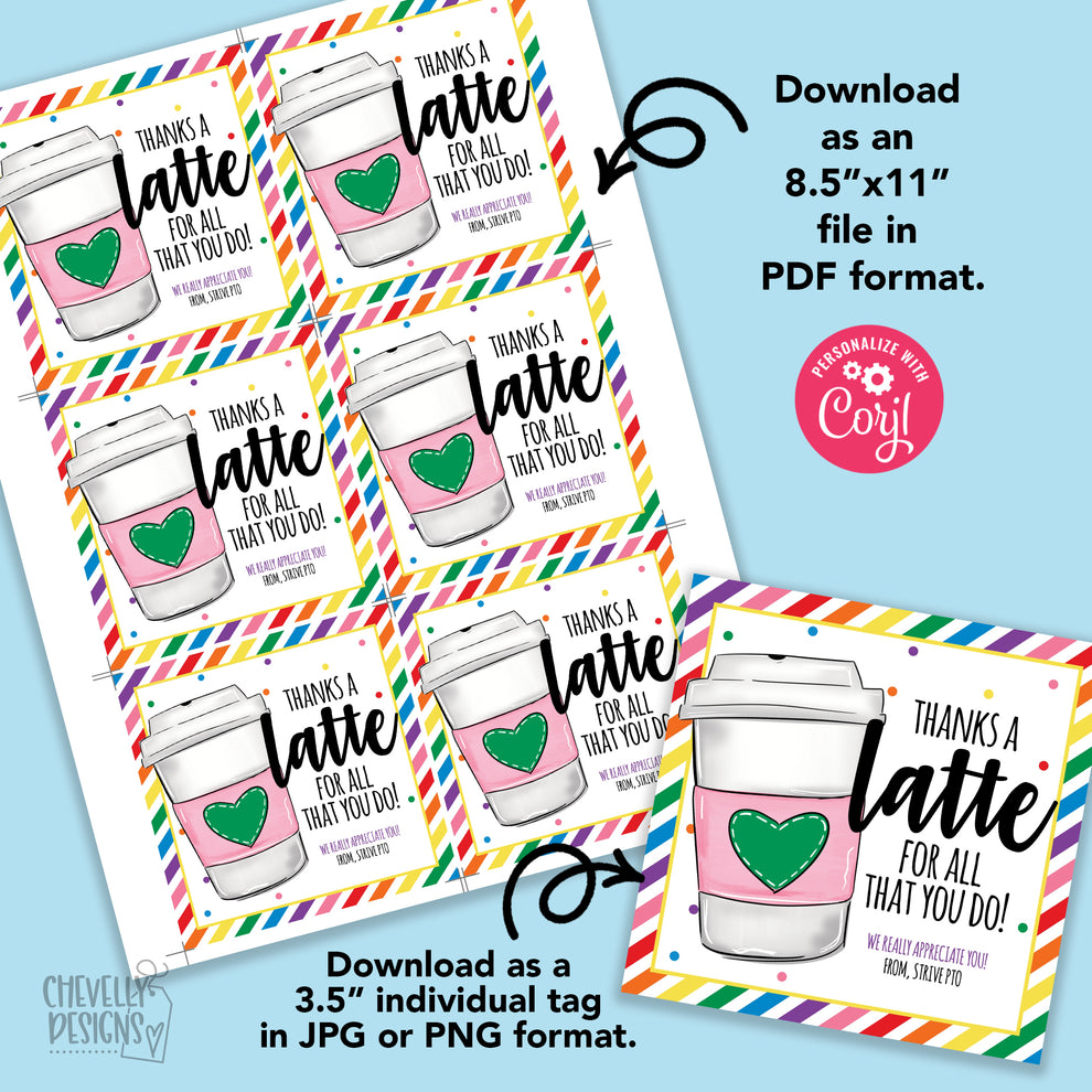 EDITABLE - Thanks a Latte For All That You Do - Staff Appreciation Gif ...