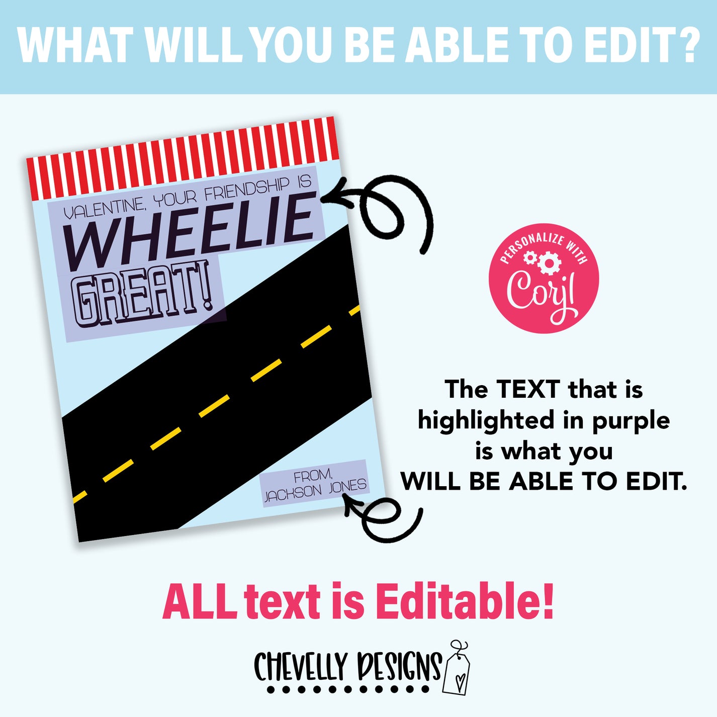 Editable - Your Friendship is Wheelie Great - Race Car Valentine Cards ...