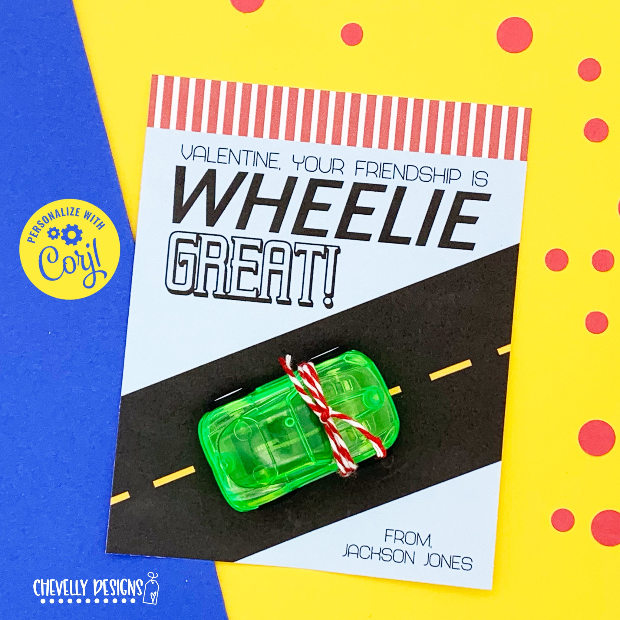 Editable - Your Friendship is Wheelie Great - Race Car Valentine Cards ...