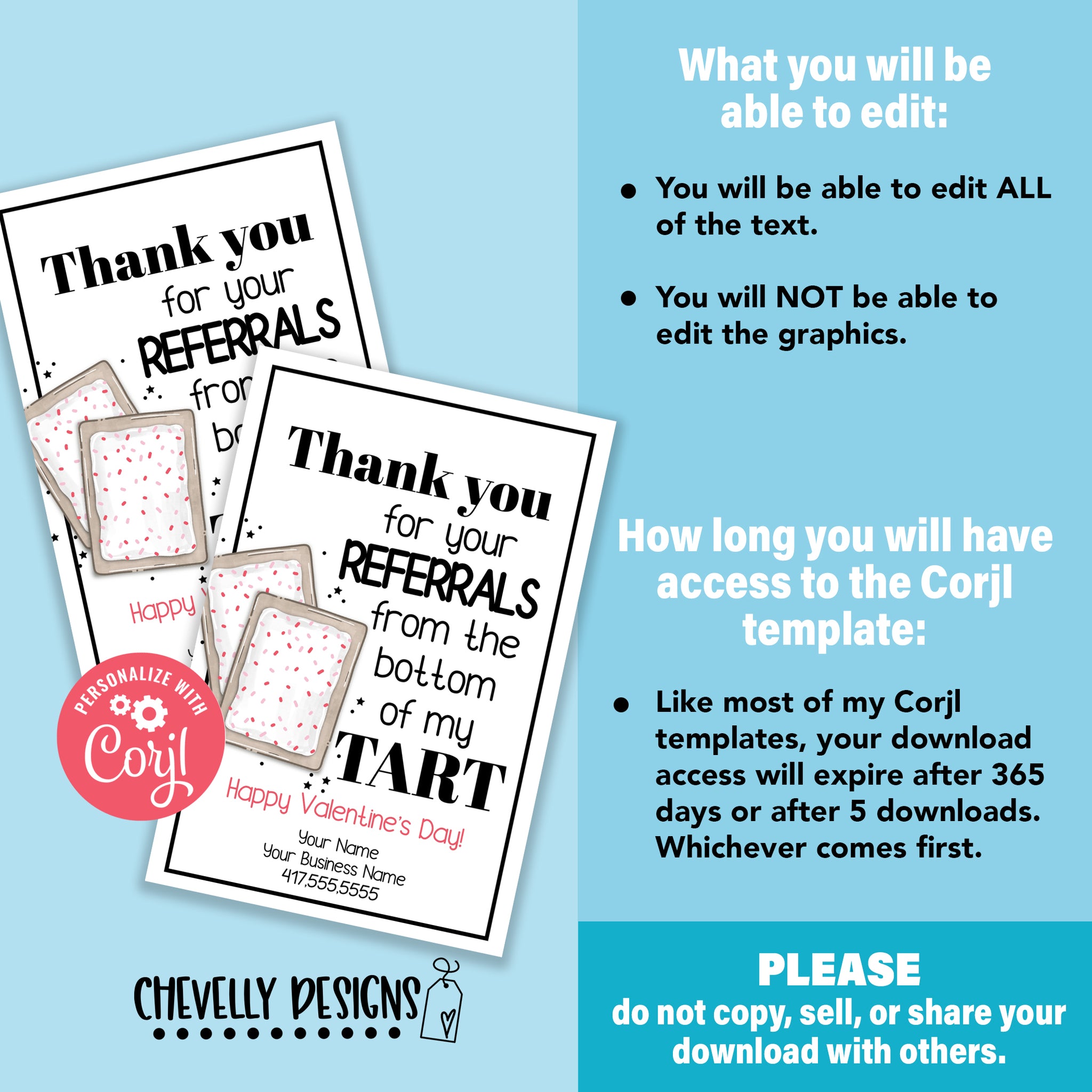 EDITABLE - Thank You for your Referrals from the Bottom of my Tart - P ...