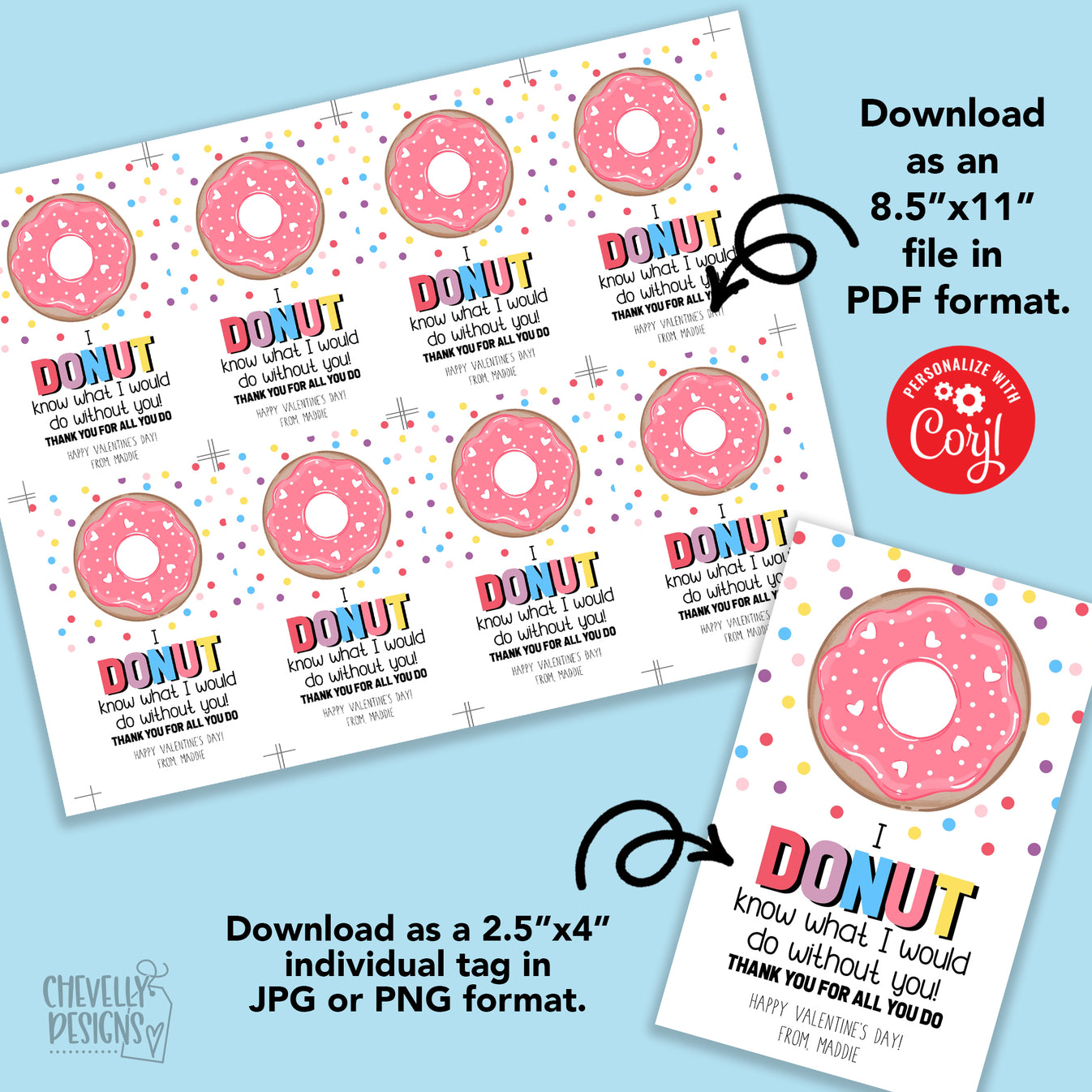 EDITABLE - Donut Appreciation Valentine Cards for Staff - Printable Di ...