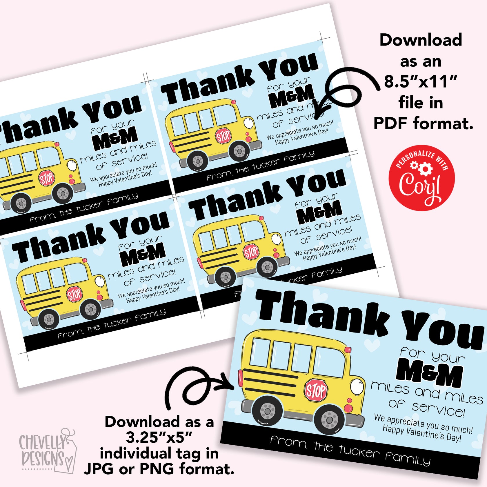 EDITABLE - Thank You For Your Service - Bus Driver Appreciation Gift T ...